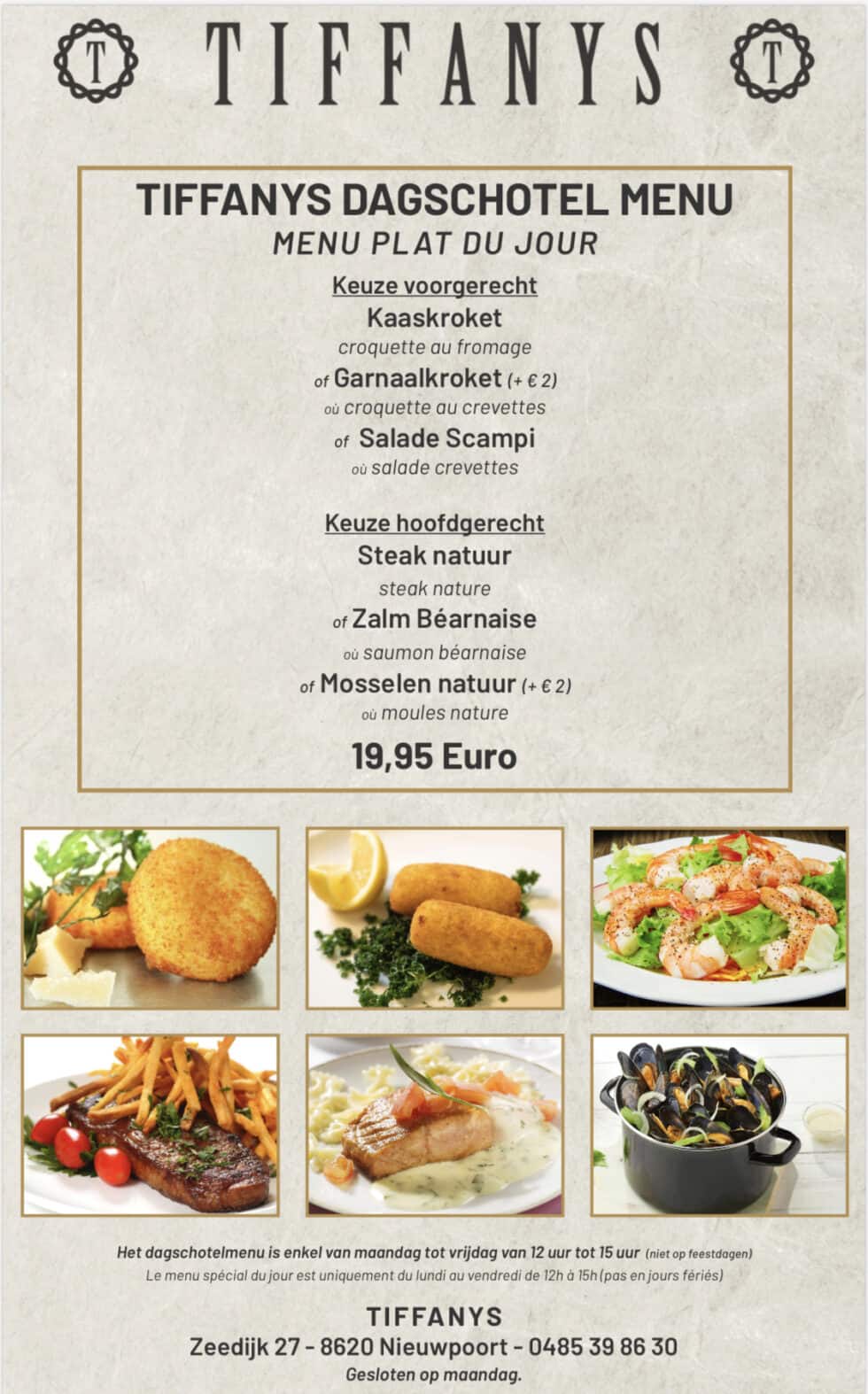 Menu - Tiffany's Nieuwpoort